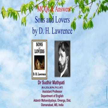 MCQs_PPT_D. H. Lawrence's Sons and Lovers | PPT