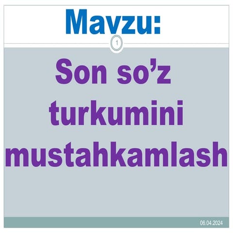 son soz turkumi ona tili son so`z tur.ppt