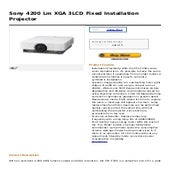 Sony 4200 lm xga 3 lcd fixed installation projector