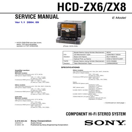 Sony hcd zx6 - zx8 | PDF