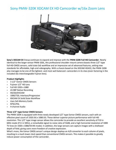 Sony PMW-350K | PDF