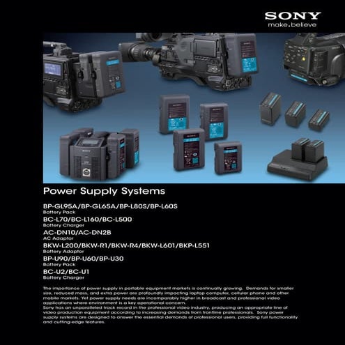 Sony Powersupply Battery Charger Brochure | PDF
