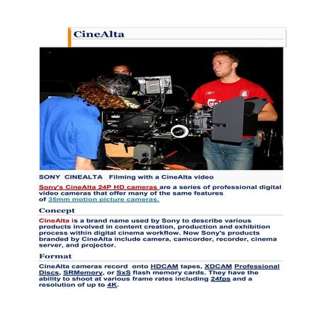 Sony's cine alta 24p hd cameras | DOCX