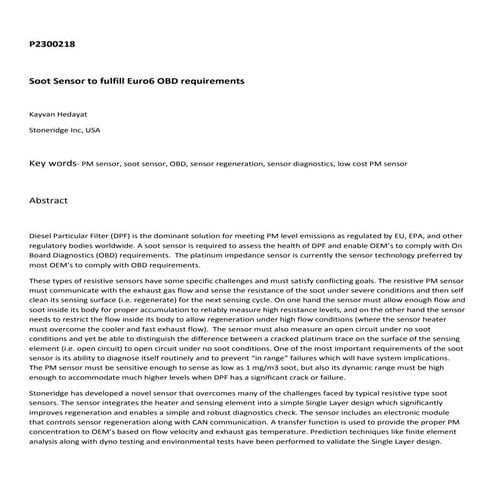 Soot sensor to fulfill euro6 obd requirements | PDF