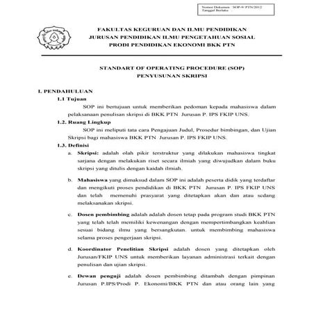 Sop 9-penyusunan-skripsi-2013 bkk | DOC