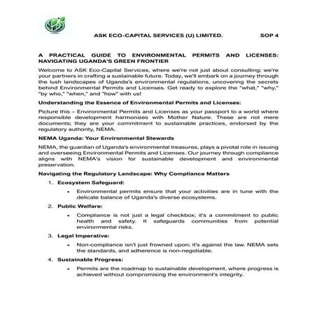 A PRACTICAL GUIDE TO ENVIRONMENTAL PERMITS AND LICENSES: NAVIGATING ...