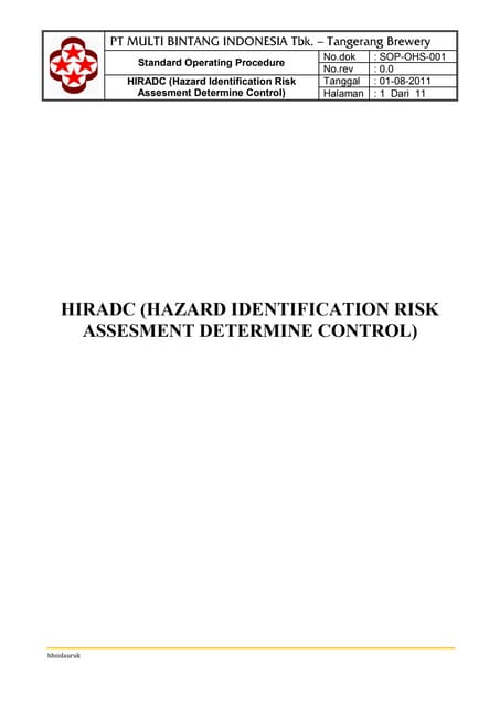 Hazard Identification & Risk Analysis (HIRA) | PDF | Skin Care | Beauty