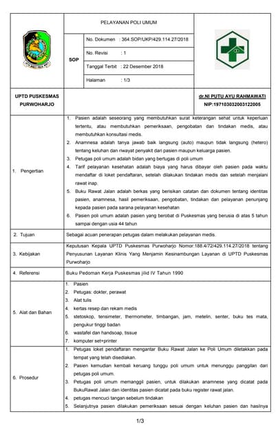 Sop pemulangan pasien | PDF