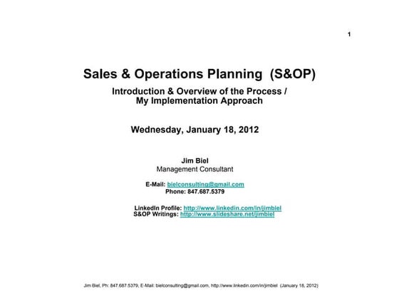 S&op process template | PPT