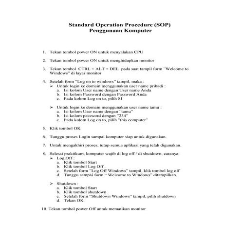 Sop penggunaan-komputer | DOC