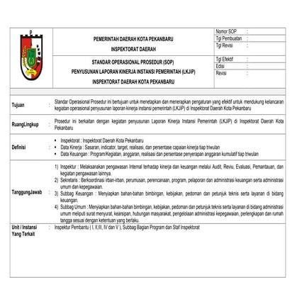 SOP Penyusunan LKJIP Inspektorat Kota PK | DOCX