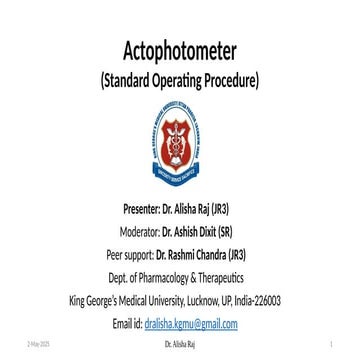 ACTOPHOTOMETER - Standard Operating Procedure | PPTX