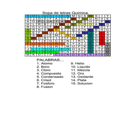 Sopa de letras. | XLS