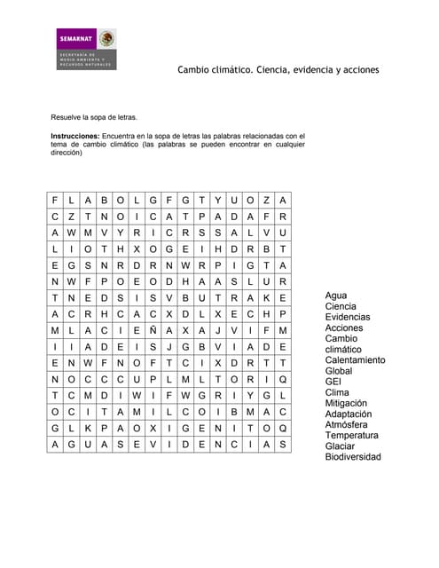 Sopa de letras y crucigrama sobre biodiversidad