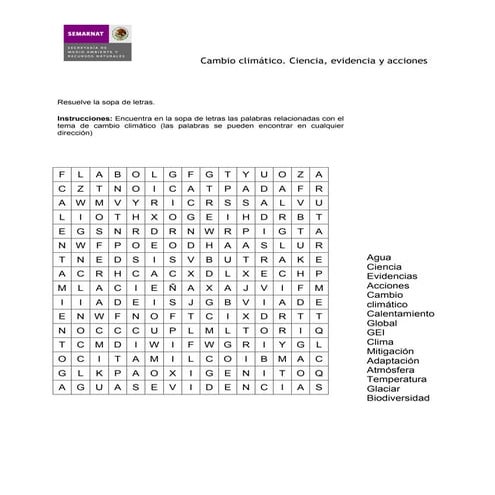 Sopa de letras Biodiversidad | DOCX