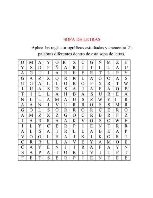 Sopa de letras | DOC | Games and Puzzles | Hobbies & Interests