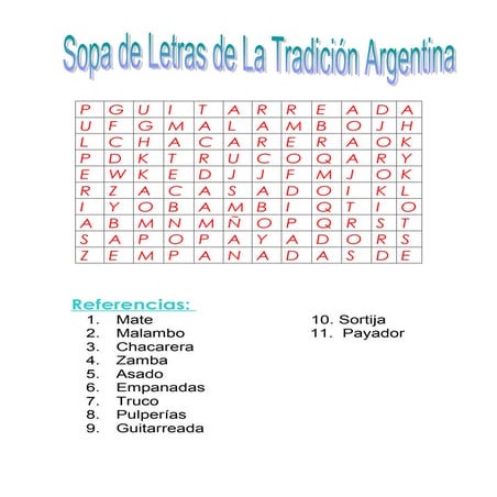 Sopa de letras - tradición | DOC