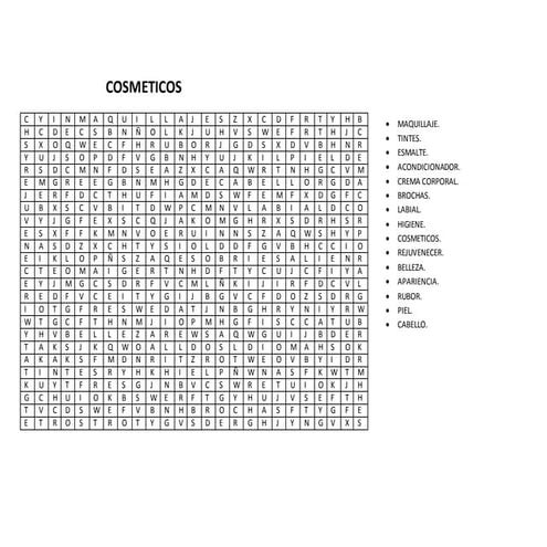 Sopa de letras cosmeticos | PPT