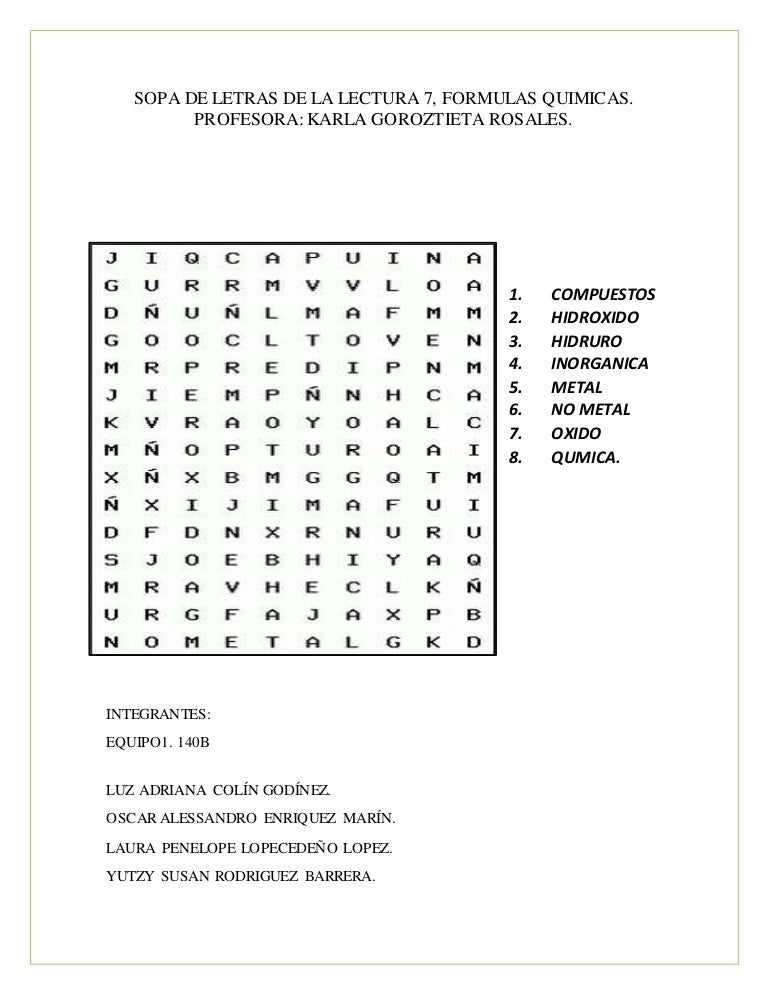 Sopa de letras de la lectura 7