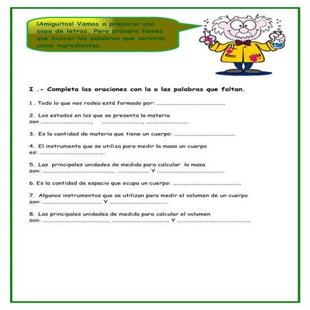 Sopa de letras elementos quimicos | DOCX