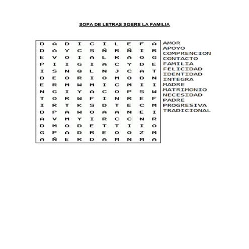 Sopa de letras la familia | PDF