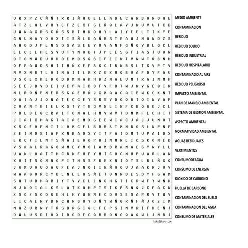 Sopa de letra el medio ambiente