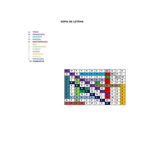 Sopa de letra y oraciones | DOCX