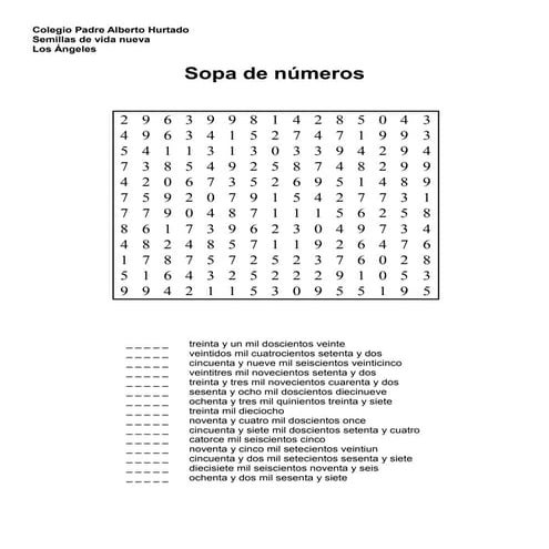 Sopa de numeros | DOCX