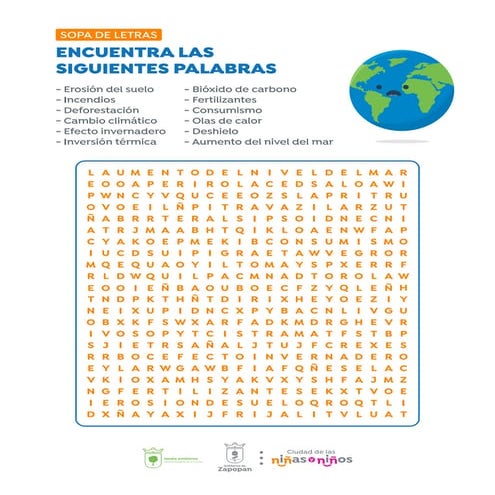 Encuentra las siguientes palabras. Medio ambiente sopa de letras. pdf | PDF