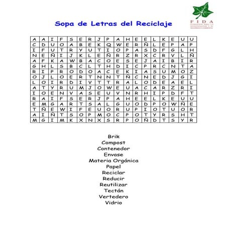 Sopa letras reciclaje | PDF