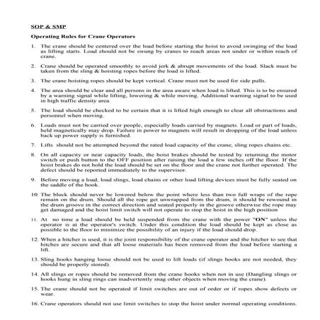 Standard Operating Practices (SOPs) and Standard Maintenance Practices ...