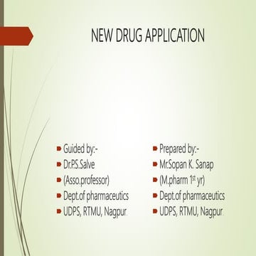 New Drug Application In India and US. | PPT