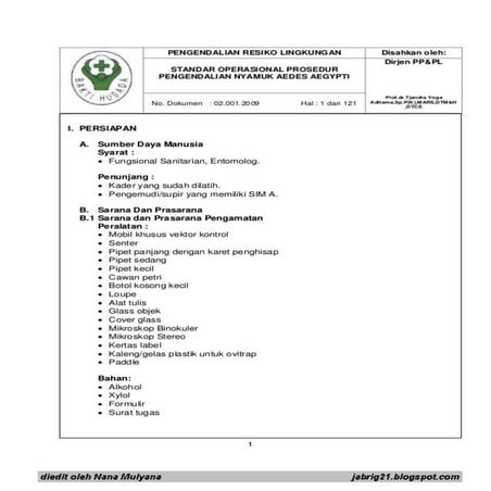 Sop bidang prl kesehatan pelabuhan dari masrip sarumpaet | PDF