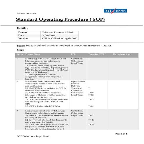Sop collection legal version 1 | PDF