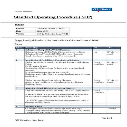 Sop collections legal-version_2 | PDF