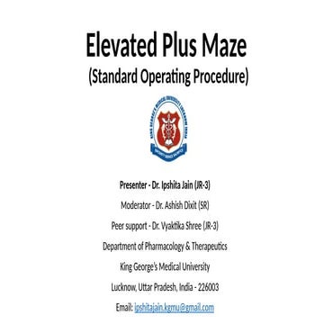 SOP Elevated Plus Maze.ppt by Dr Ipshita | PPTX