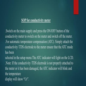 Sop for conductivity meter | PDF
