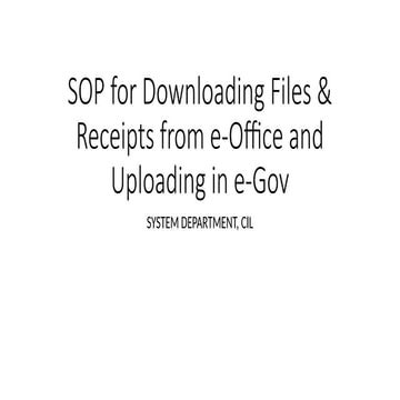 SOP for Downloading Files & Receipts from e-Office 30042021 | PPTX
