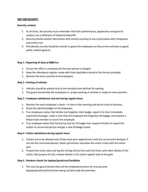 Common Security Guard/Police call signs | DOCX