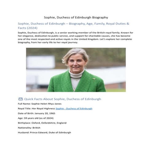 Sophie, Duchess of Edinburgh Biography The Celeb Post | PDF