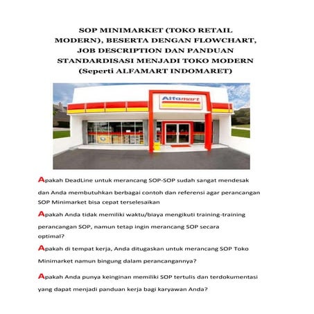 Sop minimarket toko modern alfamart indomaret | PDF