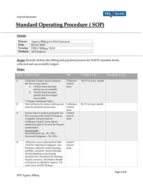 SOP Agency billing | DOCX | Business | Business and Finance