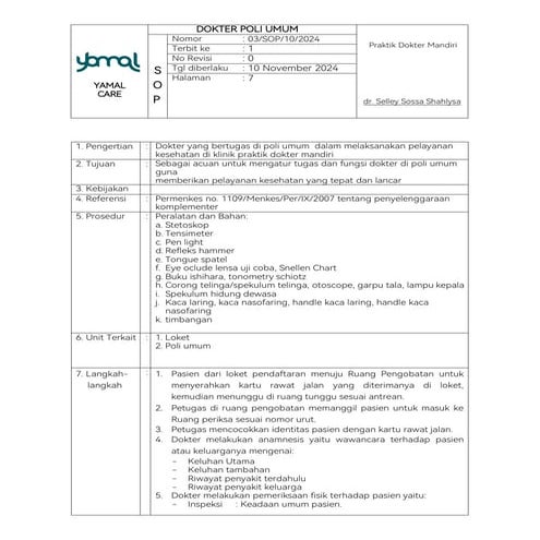 SOP PELAYANAN UMUM PRAKTIK MANDIRI DOKTER.pdf