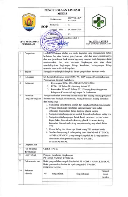 Sop pengelolaan limbah B3 | DOC