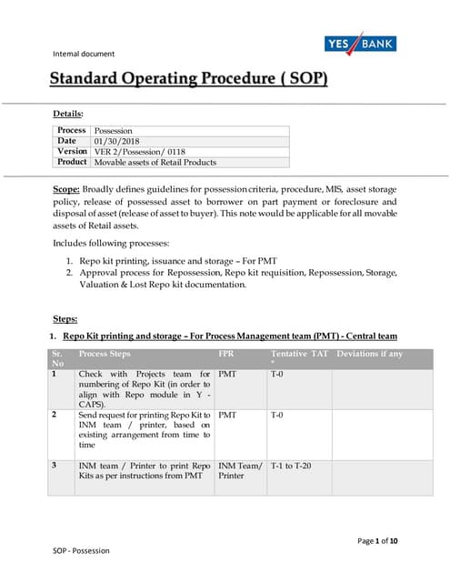 Stock take procedure