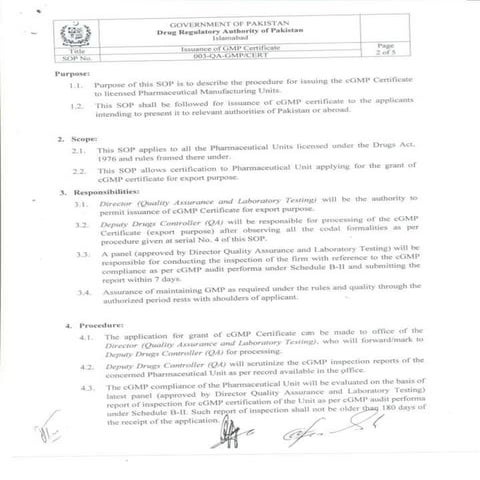 SOPs for GMP Certificate | PPTX