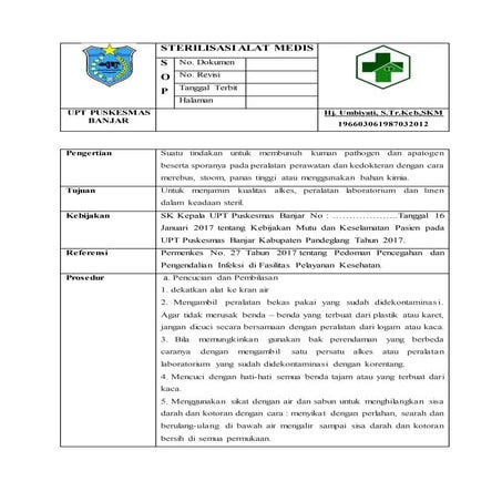 KUMPULAN SOP PELAYANAN KLINIK ATAU FASILITAS KESEHATAN TINGKAT PERTAMA.docx
