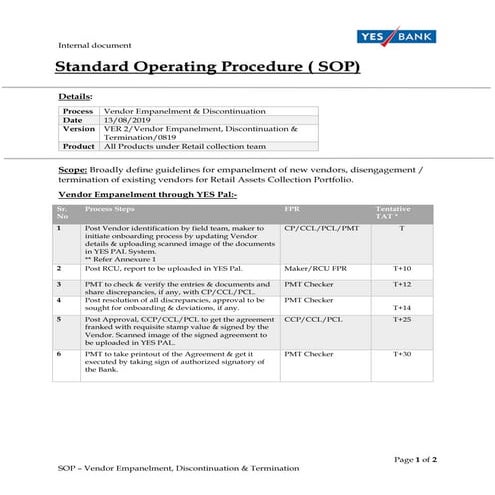 Sop vendor management version 2 | PDF