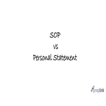 SOP vs Personal Statement | Comparison | preplink | PPT