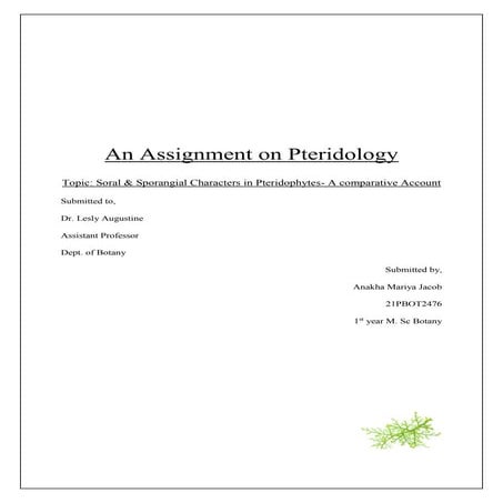 Soral evolution in ferns | PPTX